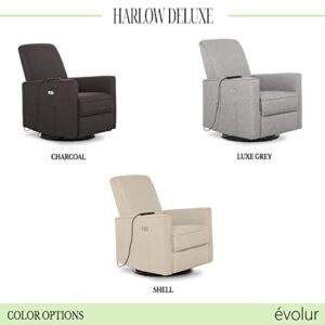 Evolur Harlow Deluxe Glider with Massager |Recliner| Rocker in Light Grey