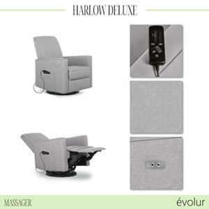 Evolur Harlow Deluxe Glider with Massager |Recliner| Rocker in Light Grey