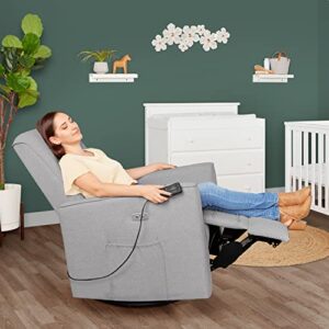 Evolur Harlow Deluxe Glider with Massager |Recliner| Rocker in Light Grey