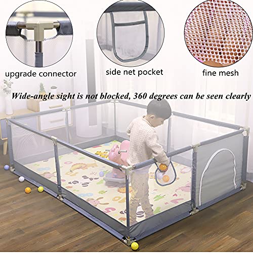 Baby Playpen, 79 x 71 inches Large Playard with Gate for Toddlers, Kids Safety Play Center Yard, Indoor & Outdoor Activity Center for Babies Infants