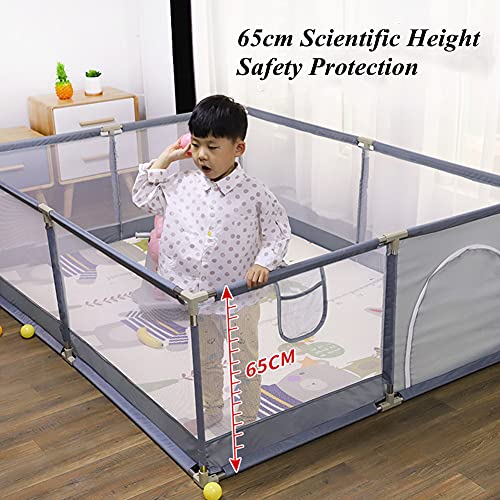 Baby Playpen, 79 x 71 inches Large Playard with Gate for Toddlers, Kids Safety Play Center Yard, Indoor & Outdoor Activity Center for Babies Infants