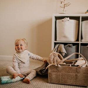 Parker Baby Rope Storage Cube Bin - 11 Inch Nursery Cubby Storage Bin Cubes for Cube Organizer, Closet Organizers and Storage Toy Bin, Rope Baskets Bins for Toy’s Storage - White