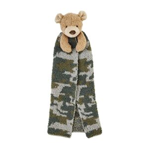 mud pie children's bear lovey blanket, camo 21" x 16"