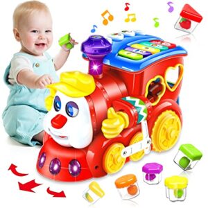 baby toys 12-18 months musical train kids toys for 1 2 3 4+ year old boys girls gifts,early education learning toy with fruit block/music/light/ for 6 to 12 months toddler christmas birthday gifts