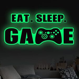 eat sleep game wall decal glow in the dark gamer boy wall stickers vinyl video game wall decor gaming controller wall decals for boys room kids bedroom home playroom decoration