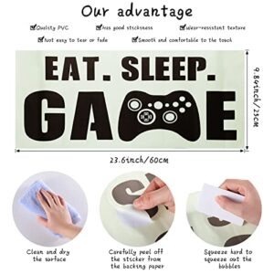 Eat Sleep Game Wall Decal Glow in The Dark Gamer Boy Wall Stickers Vinyl Video Game Wall Decor Gaming Controller Wall Decals for Boys Room Kids Bedroom Home Playroom Decoration