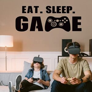 Eat Sleep Game Wall Decal Glow in The Dark Gamer Boy Wall Stickers Vinyl Video Game Wall Decor Gaming Controller Wall Decals for Boys Room Kids Bedroom Home Playroom Decoration