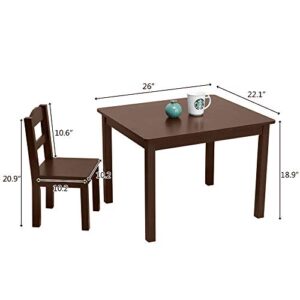 LBLWJD Kids Wood Table and Chair Set (4 Chairs Included) - Children's Furniture Ideal for Arts & Crafts, Snack Time, Homeschooling, Homework & More (Espresso)