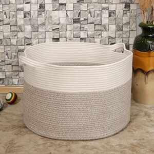 HETAPEAK XXXL Cotton Rope Basket, Natural Cotton Rope Storage Basket, Laundry Basket, Toys storage, Laundry Organizer, storage bins 21.7" x 21.7" x 13.8"