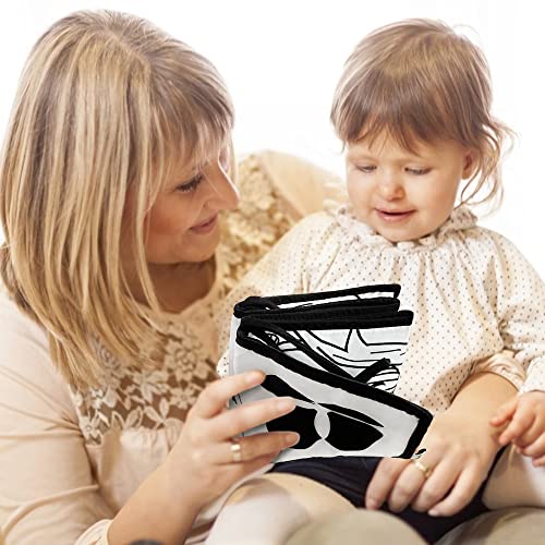 KaPing My First Black and White High Contrast Soft Book for Baby, Infant Tummy Time Cloth Book Toys, Black and White Baby Cards, Folding Educational Activity Cloth Book Suitable for Boys Girls Toddler