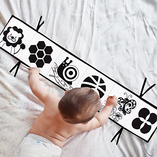 KaPing My First Black and White High Contrast Soft Book for Baby, Infant Tummy Time Cloth Book Toys, Black and White Baby Cards, Folding Educational Activity Cloth Book Suitable for Boys Girls Toddler