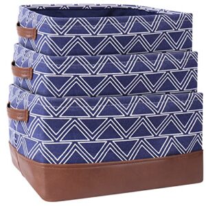 byg foldable storage bin collapsible sturdy fabric storage basket cube w/handles for organizing shelf nursery toy closet pack of 3 sizes