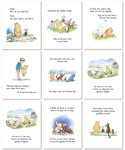 bumbleboo Nistio® Classic Winnie the Pooh Nursery Wall Decor, Winnie the Pooh Print, Winnie the Pooh Playroom Decor, Set of 9 Prints, Piglet, Eeyore, Tigger Nursery Decor, Unframed, 8x10 inches