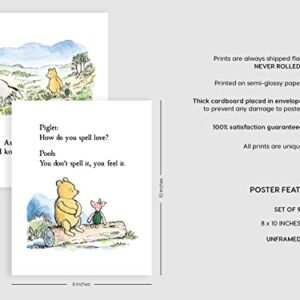 bumbleboo Nistio® Classic Winnie the Pooh Nursery Wall Decor, Winnie the Pooh Print, Winnie the Pooh Playroom Decor, Set of 9 Prints, Piglet, Eeyore, Tigger Nursery Decor, Unframed, 8x10 inches