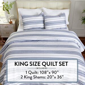 3 Piece Quilt Set with Shams | Soft & Breathable Bed Cover for Spring & Summer | Hypoallergenic All-Season Quilt | Multi Layer Coverlet | Lightweight Bedspread | Boho Stripes | Sydney Collection…