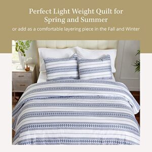 3 Piece Quilt Set with Shams | Soft & Breathable Bed Cover for Spring & Summer | Hypoallergenic All-Season Quilt | Multi Layer Coverlet | Lightweight Bedspread | Boho Stripes | Sydney Collection…