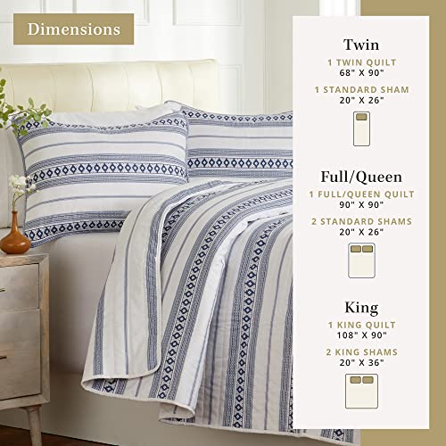 3 Piece Quilt Set with Shams | Soft & Breathable Bed Cover for Spring & Summer | Hypoallergenic All-Season Quilt | Multi Layer Coverlet | Lightweight Bedspread | Boho Stripes | Sydney Collection…