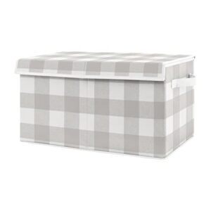 sweet jojo designs grey buffalo plaid check boy girl small fabric toy bin storage box chest for baby nursery or kids room - grey and white woodland rustic country farmhouse lumberjack gender neutral