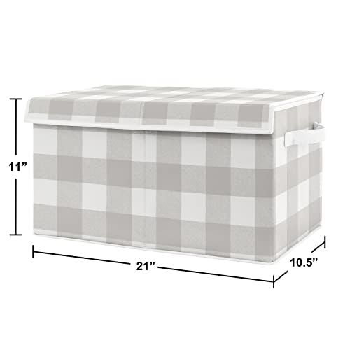 Sweet Jojo Designs Grey Buffalo Plaid Check Boy Girl Small Fabric Toy Bin Storage Box Chest For Baby Nursery or Kids Room - Grey and White Woodland Rustic Country Farmhouse Lumberjack Gender Neutral