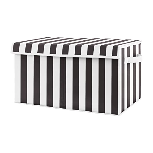 Sweet Jojo Designs Black Stripe Boy or Girl Small Fabric Toy Bin Storage Box Chest For Baby Nursery or Kids Room - Black and White for Paris Collection Gender Neutral