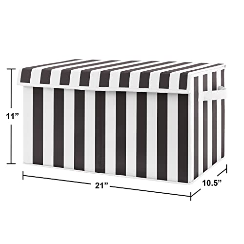 Sweet Jojo Designs Black Stripe Boy or Girl Small Fabric Toy Bin Storage Box Chest For Baby Nursery or Kids Room - Black and White for Paris Collection Gender Neutral