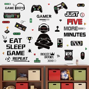 honeyjoy gamer room decor, boys room decor, gaming room decor, playroom wall decals, video game stickers removable wall art for kids teens men bedroom living room