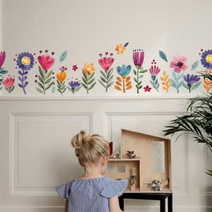 Flowers Wall Decals for Girls Bedroom - Children DIY Wall Art Stickers for Classroom, Nursery, playroom - Preschool Floral Peel and Stick Decor