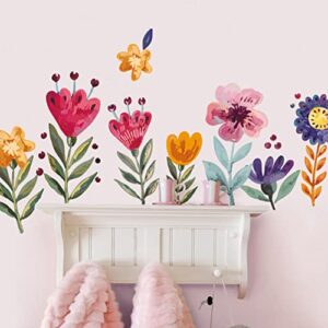 Flowers Wall Decals for Girls Bedroom - Children DIY Wall Art Stickers for Classroom, Nursery, playroom - Preschool Floral Peel and Stick Decor