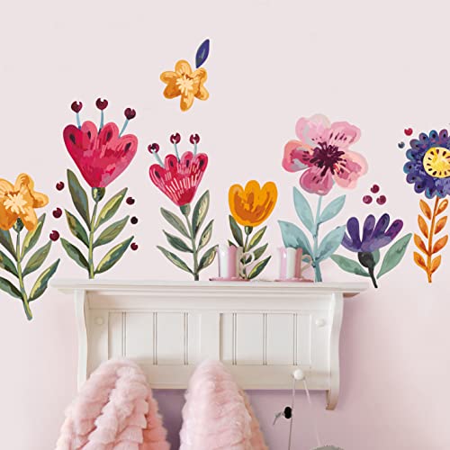 Flowers Wall Decals for Girls Bedroom - Children DIY Wall Art Stickers for Classroom, Nursery, playroom - Preschool Floral Peel and Stick Decor