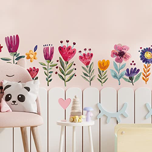 Flowers Wall Decals for Girls Bedroom - Children DIY Wall Art Stickers for Classroom, Nursery, playroom - Preschool Floral Peel and Stick Decor