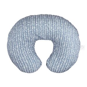 boppy original support nursing pillow, blue herringbone, ergonomic breastfeeding, bottle feeding, and bonding, with hypoallergenic fiber fill, with removable cover, machine washable