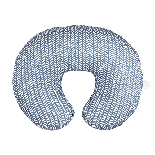 Boppy Original Support Nursing Pillow, Blue Herringbone, Ergonomic Breastfeeding, Bottle Feeding, and Bonding, with Hypoallergenic Fiber Fill, with Removable Cover, Machine Washable