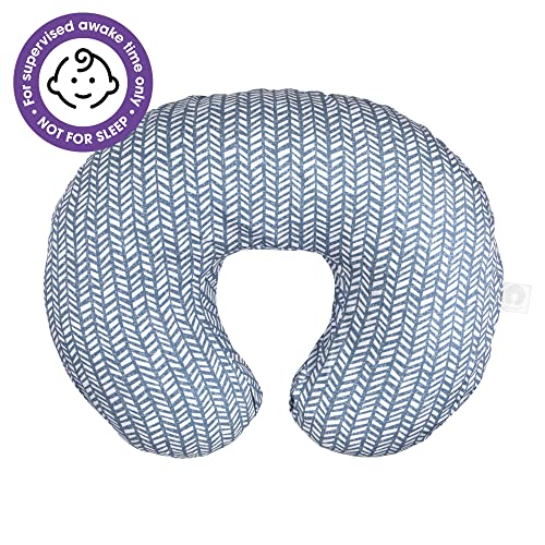 Boppy Original Support Nursing Pillow, Blue Herringbone, Ergonomic Breastfeeding, Bottle Feeding, and Bonding, with Hypoallergenic Fiber Fill, with Removable Cover, Machine Washable