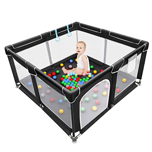 Baby Playpen, Baby Playard, Playpen for Babies with Gate Indoor & Outdoor Kids Activity Center, Sturdy Play Yard with Soft Breathable Mesh