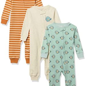 Amazon Essentials Unisex Babies' Snug-Fit Cotton Footless Sleeper Pajamas, Pack of 3, Sea Friends, 12 Months