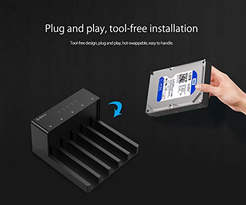 ORICO 5 Bay Docking with Clone USB 3.0 to SATA External Hard Drive 5 Bay Docking Station with Duplicator Offline Clone Function for 2.5 or 3.5in HDD/SSD Max Support 5X 16TB [6558US3-C]