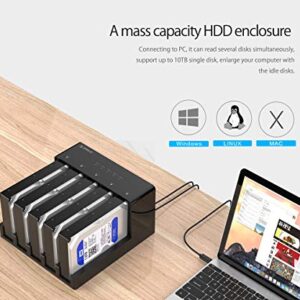 ORICO 5 Bay Docking with Clone USB 3.0 to SATA External Hard Drive 5 Bay Docking Station with Duplicator Offline Clone Function for 2.5 or 3.5in HDD/SSD Max Support 5X 16TB [6558US3-C]