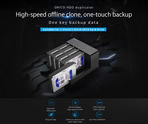 ORICO 5 Bay Docking with Clone USB 3.0 to SATA External Hard Drive 5 Bay Docking Station with Duplicator Offline Clone Function for 2.5 or 3.5in HDD/SSD Max Support 5X 16TB [6558US3-C]