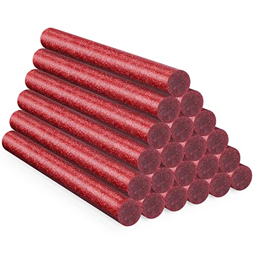 Glitter Red Hot Glue Sticks, ENPOINT 24 PCS Full Size Hot Melt Glue Sticks, Blood Red Adhesive Glue Stick Strips for Art Craft School Office Home Projects and Repairing Sealing, 4" Long x 0.43" Dia