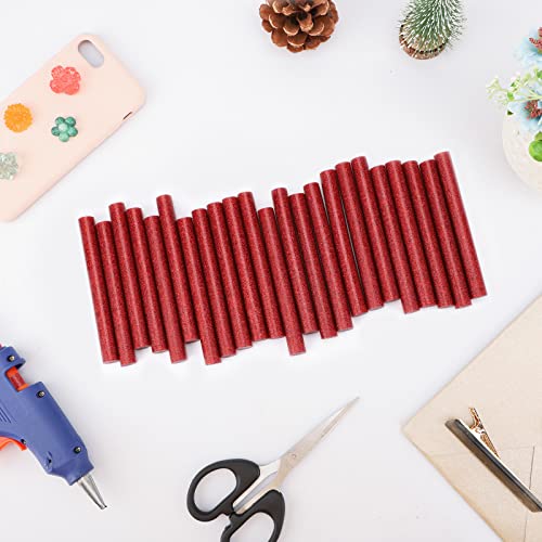 Glitter Red Hot Glue Sticks, ENPOINT 24 PCS Full Size Hot Melt Glue Sticks, Blood Red Adhesive Glue Stick Strips for Art Craft School Office Home Projects and Repairing Sealing, 4" Long x 0.43" Dia