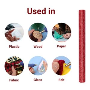 Glitter Red Hot Glue Sticks, ENPOINT 24 PCS Full Size Hot Melt Glue Sticks, Blood Red Adhesive Glue Stick Strips for Art Craft School Office Home Projects and Repairing Sealing, 4" Long x 0.43" Dia