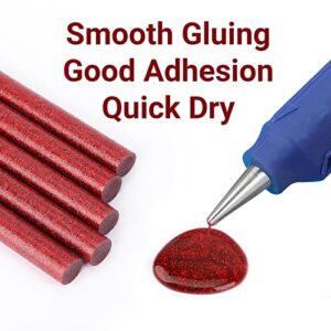 Glitter Red Hot Glue Sticks, ENPOINT 24 PCS Full Size Hot Melt Glue Sticks, Blood Red Adhesive Glue Stick Strips for Art Craft School Office Home Projects and Repairing Sealing, 4" Long x 0.43" Dia