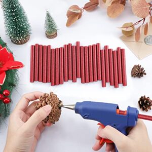 Glitter Red Hot Glue Sticks, ENPOINT 24 PCS Full Size Hot Melt Glue Sticks, Blood Red Adhesive Glue Stick Strips for Art Craft School Office Home Projects and Repairing Sealing, 4" Long x 0.43" Dia