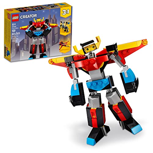 LEGO Creator 3in1 Super Robot 31124 Building Kit, Kids Can Build a Toy Robot, Toy Dragon, and Model Jet Plane, Creative Gift for Kids, Boys, Girls Age 7+ Years Old