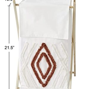 Sweet Jojo Designs Boho Diamond Baby Kid Clothes Laundry Hamper - Ivory Burnt Orange Rust Off White Diamond Tufted Modern Bohemian Farmhouse Southwest Shabby Chic Designer Tribal Gender Neutral