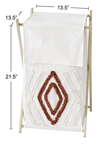 Sweet Jojo Designs Boho Diamond Baby Kid Clothes Laundry Hamper - Ivory Burnt Orange Rust Off White Diamond Tufted Modern Bohemian Farmhouse Southwest Shabby Chic Designer Tribal Gender Neutral