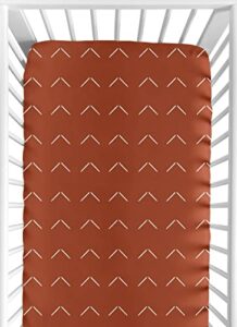 sweet jojo designs boho arrow boy girl fitted crib sheet baby toddler bed nursery - burnt orange rust modern bohemian farmhouse southwest shabby chic designer arrows geometric diamond tuft collection