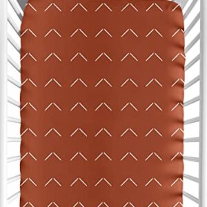 Sweet Jojo Designs Boho Arrow Boy Girl Fitted Crib Sheet Baby Toddler Bed Nursery - Burnt Orange Rust Modern Bohemian Farmhouse Southwest Shabby Chic Designer Arrows Geometric Diamond Tuft Collection