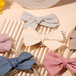 jollybows 12pcs Baby Girls Hair Bows Nylon Elastic Headband Hair Accessories for Infants Toddlers Newborn