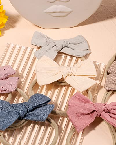 jollybows 12pcs Baby Girls Hair Bows Nylon Elastic Headband Hair Accessories for Infants Toddlers Newborn